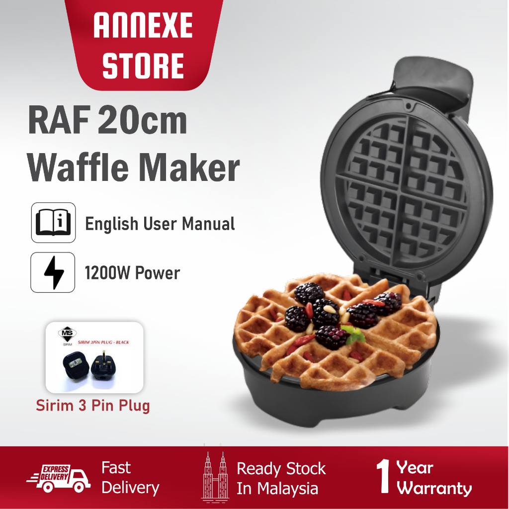 RAF Waffle Maker with Non-Stick Copper Ceramic Plates, Browning Control ...