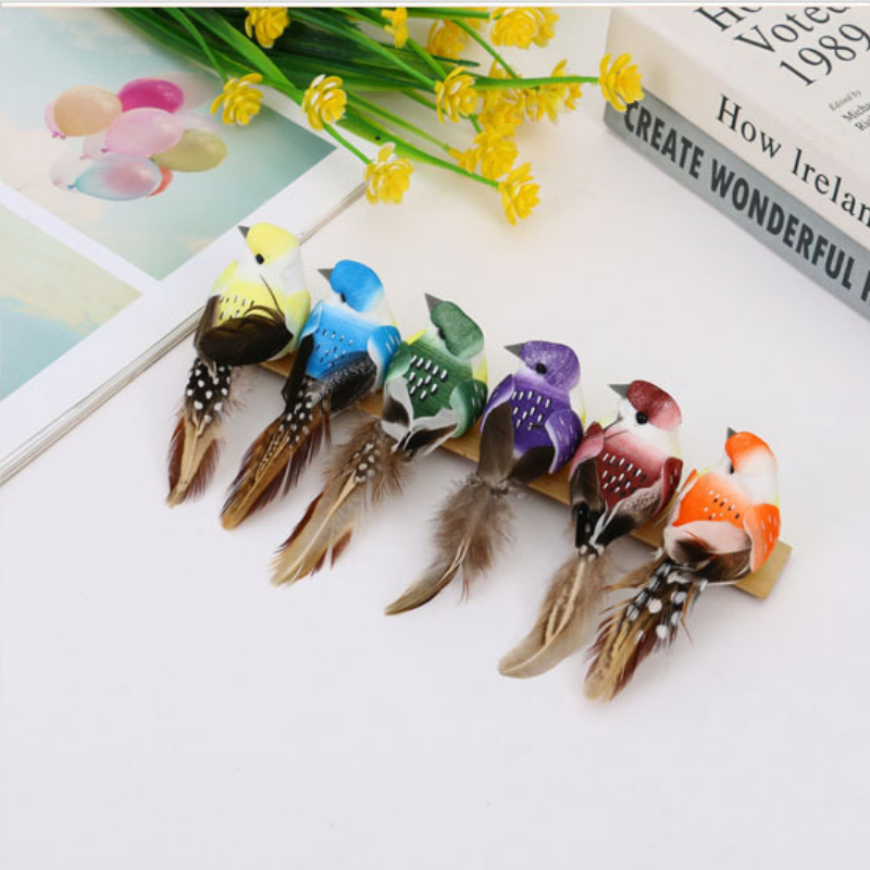 Simulation Mini Birds Perched Woodland Fake Feather Birds Garden ...
