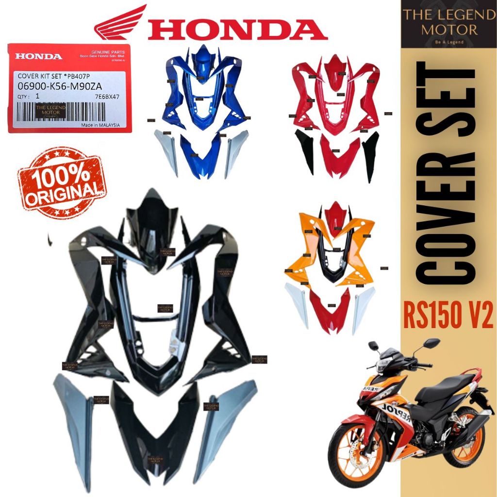 RS150 V2 RS 150 Coverset Sticker Caver Cover Set Kaver Body Kover Black Red Repsol 100% Original ...