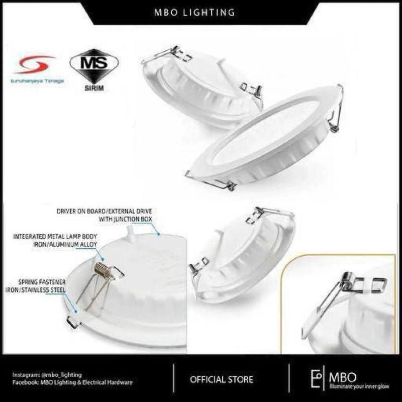 { Sirim } 12w / 18w / 20w / 4" / 6" LED Recessed Ceiling Downlight Iron ( 2 Year Warranty ...