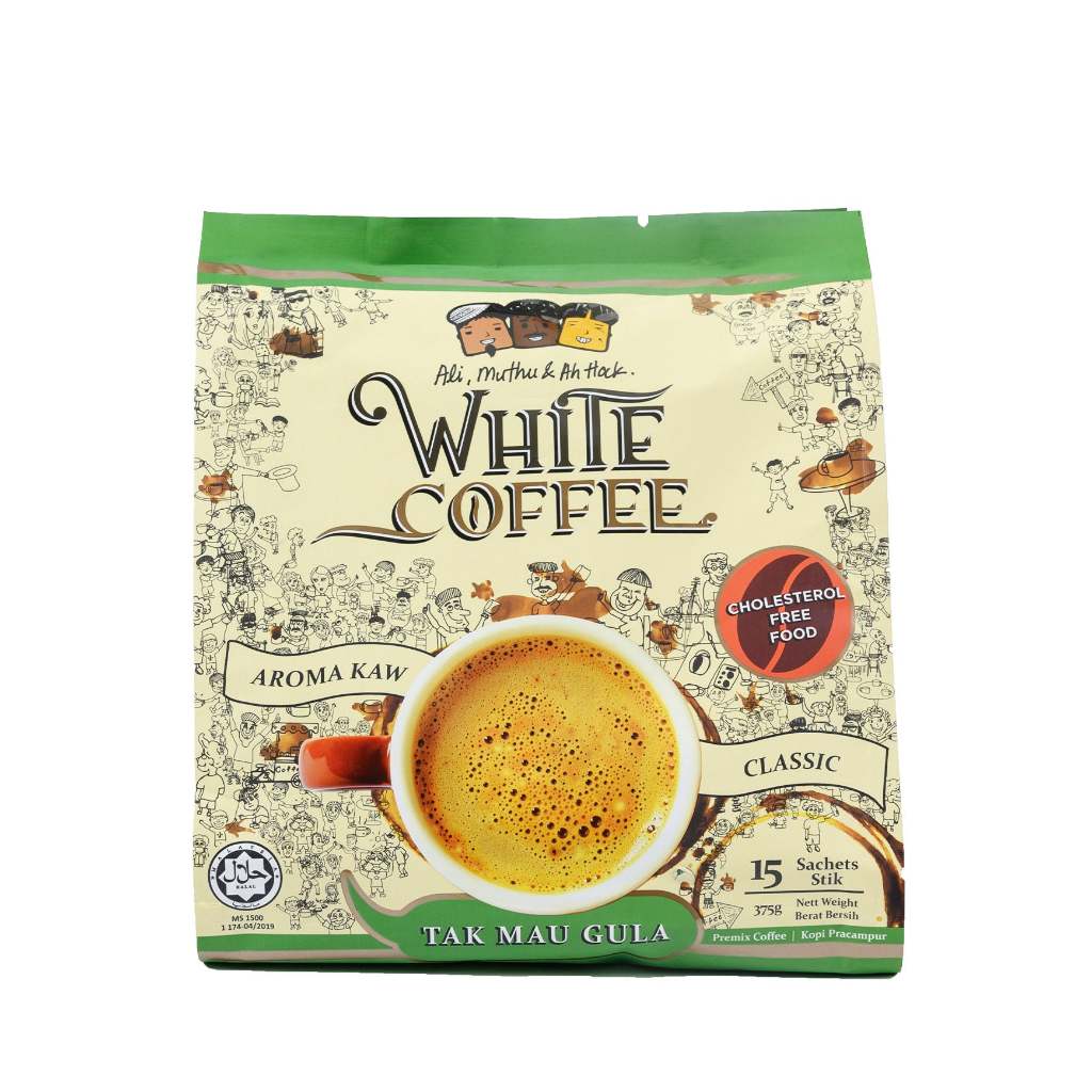 ALI MUTHU AH HOCK WHITE COFFEE TAKMAU GULA 15X25G KOPI NO SUGAR GULA NO ...