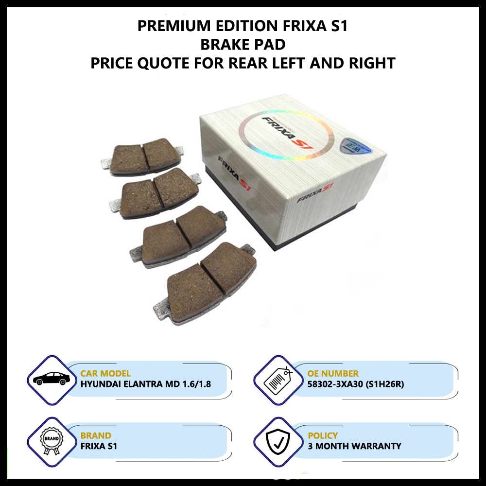 Kia Sorento UM 2.2/2.4 2015 Rear Premium Edition Frixa S1 Brake Pad ...
