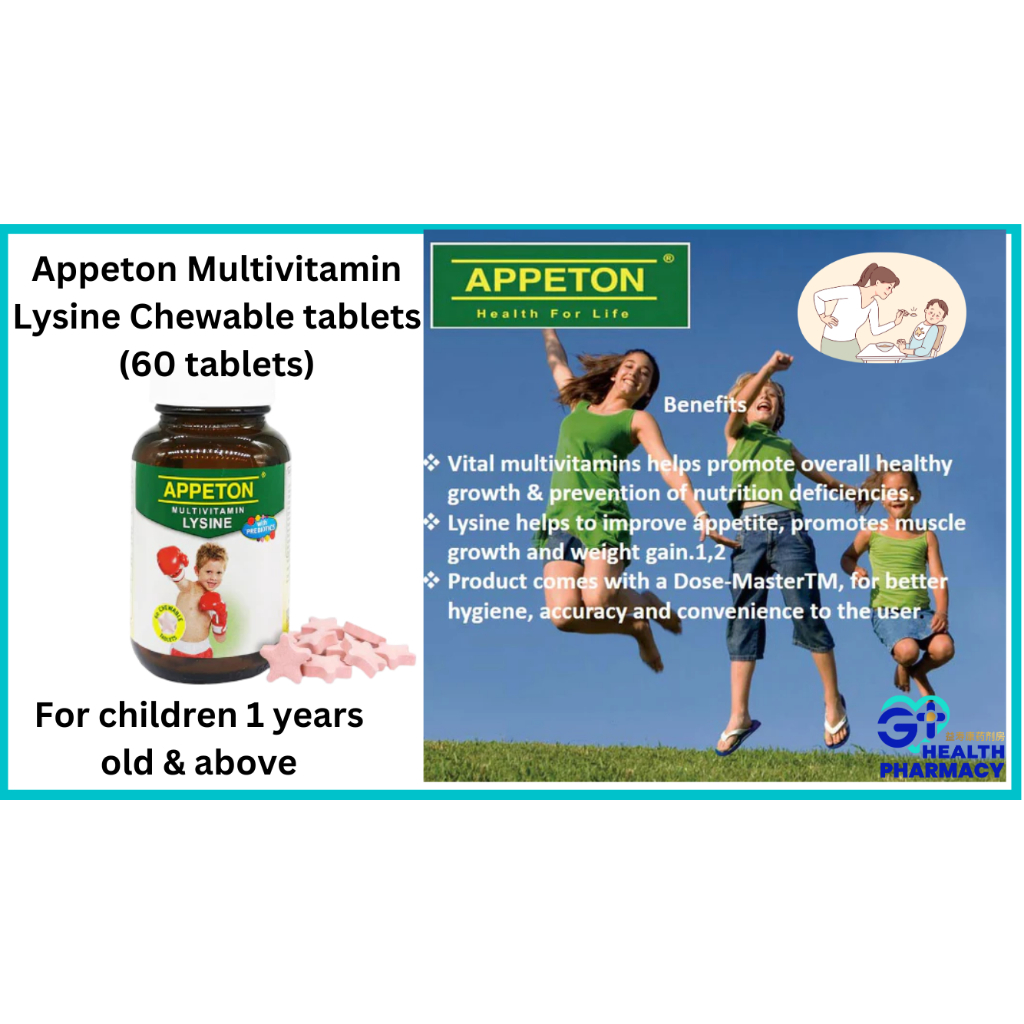 APPETON Multivitamin MV Lysine Chewable Tablet 60's (Improved Appetite ...