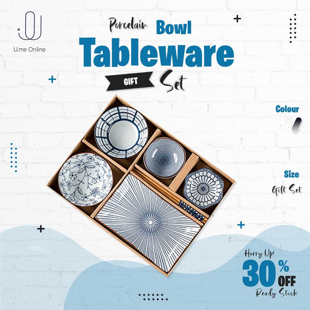 U.me Japanese Style Porcelain Bowl Tableware Gift Box Household Bowl ...