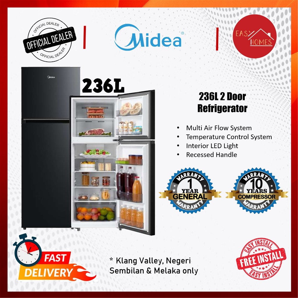 Midea 280L 2 Door Refrigerator - MDRT345MTB30 | Shopee Malaysia
