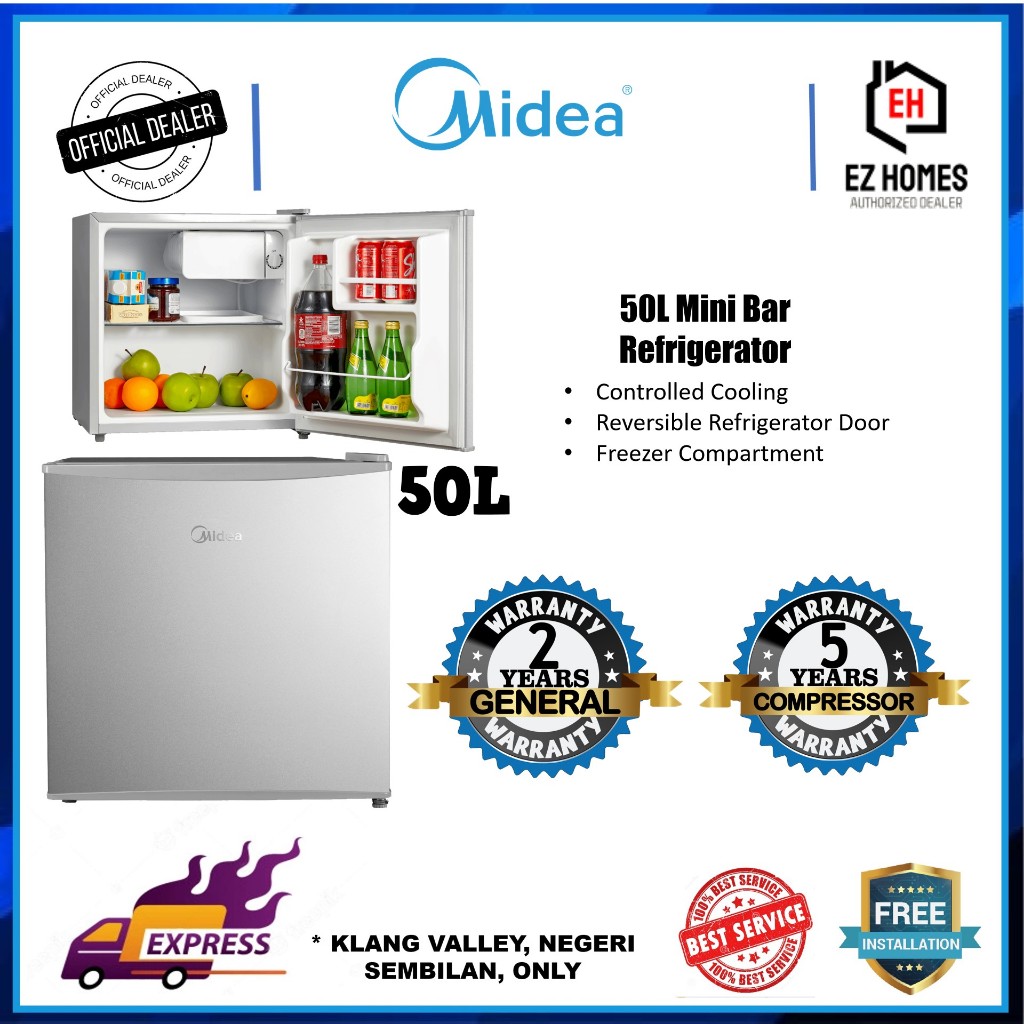 MIDEA MDRD86FGG 50L MINI BAR REFRIGERATOR | Shopee Malaysia