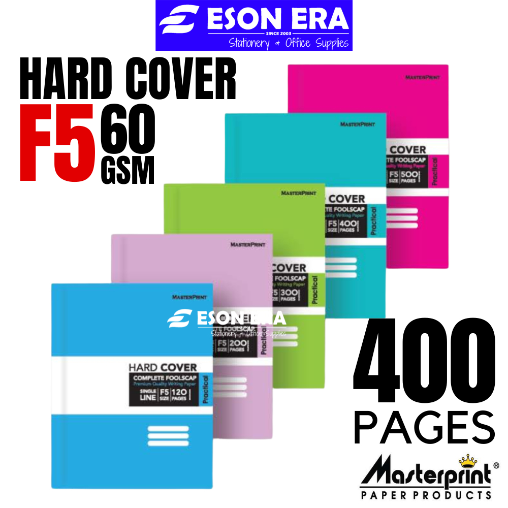 [F5 400P] Masterprint Hard Cover Square Book F5 400pages Buku Log Buku ...
