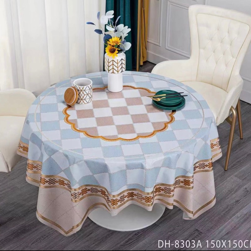 Alas Meja Makan Bulat 6 Kerusi 120x120cm Berenda PVC READY STOCK! ROUND ...