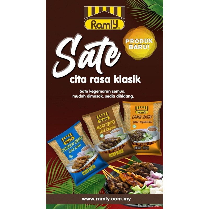 RAMLY SATAY 12pcs AYAM , DAGING , KAMBING BESERTA KUAH KACANG | Shopee ...