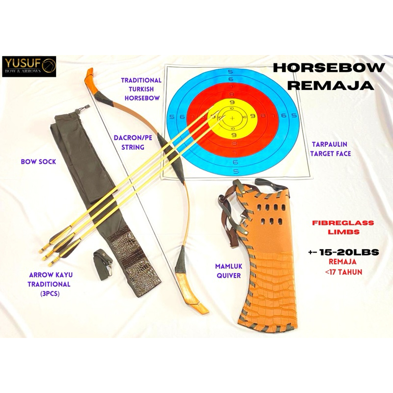 YUSUF Sport Horsebow Remaja Beginner Traditional Archery Set Panah ...