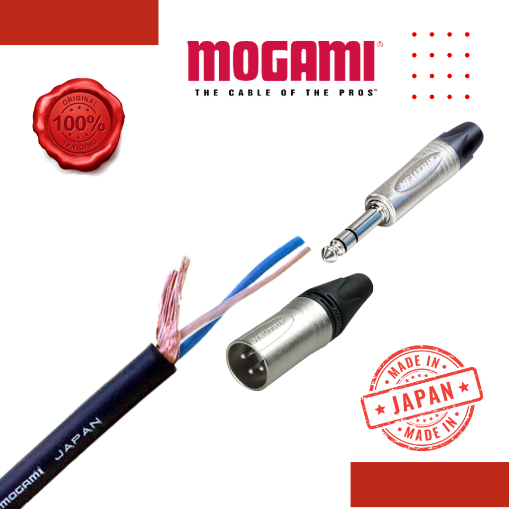 MOGAMI 2549 FLEXIBLE 22AWG OF MIC CABLE 6MM WITH NEUTRIK XLR MALE TO 6 ...