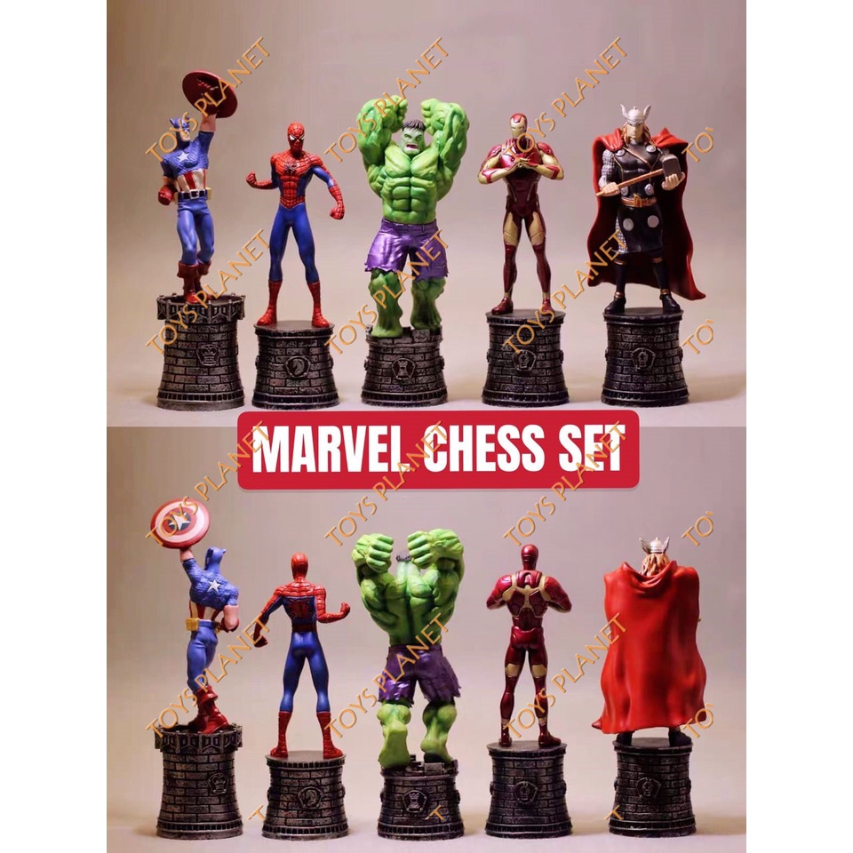 MARVEL CHESS COLLECTIONS FIGURES SET OF 5 IN 1-IRON MAN/CAPTAIN AMERICA ...
