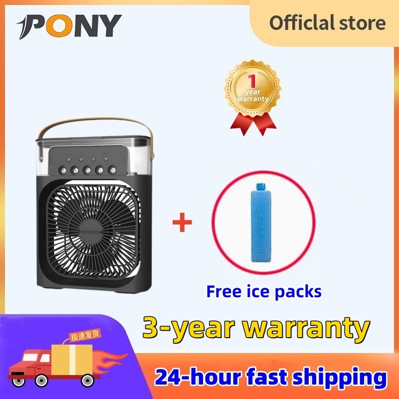 PONY-6 Inches Air Conditioner Cooling Fan With 5 Sprays 7 Color Light ...