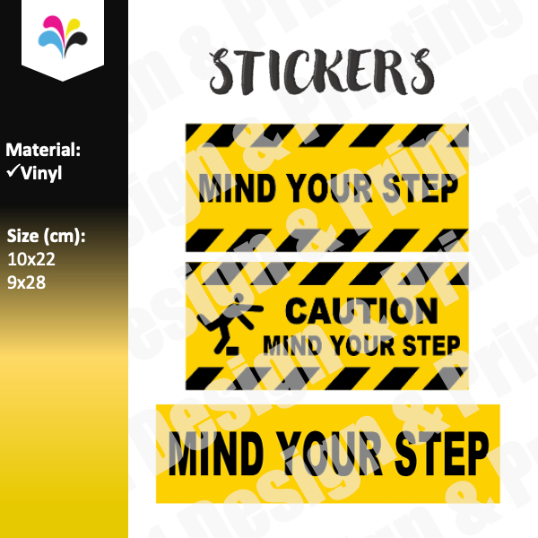 Caution Mind Your Step Label Sticker warning sign stick on floor vinyl ...