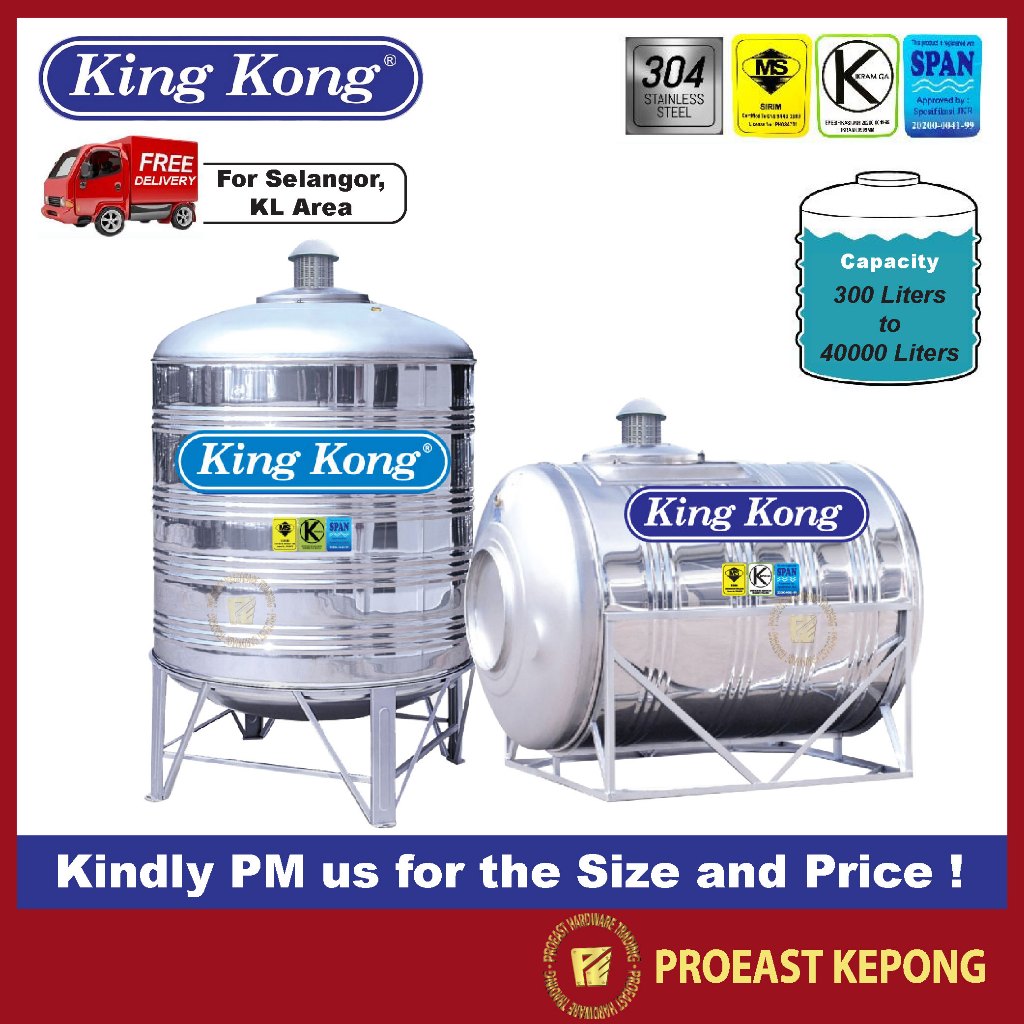 King Kong Stainless Steel Water Tank (300 to 40000 Liters ) | Shopee ...