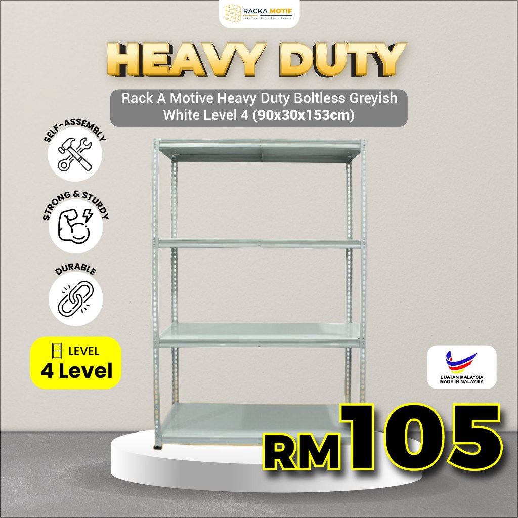 Rack A Motive Heavy Duty Boltless Greyish White - 4 Level Office ...