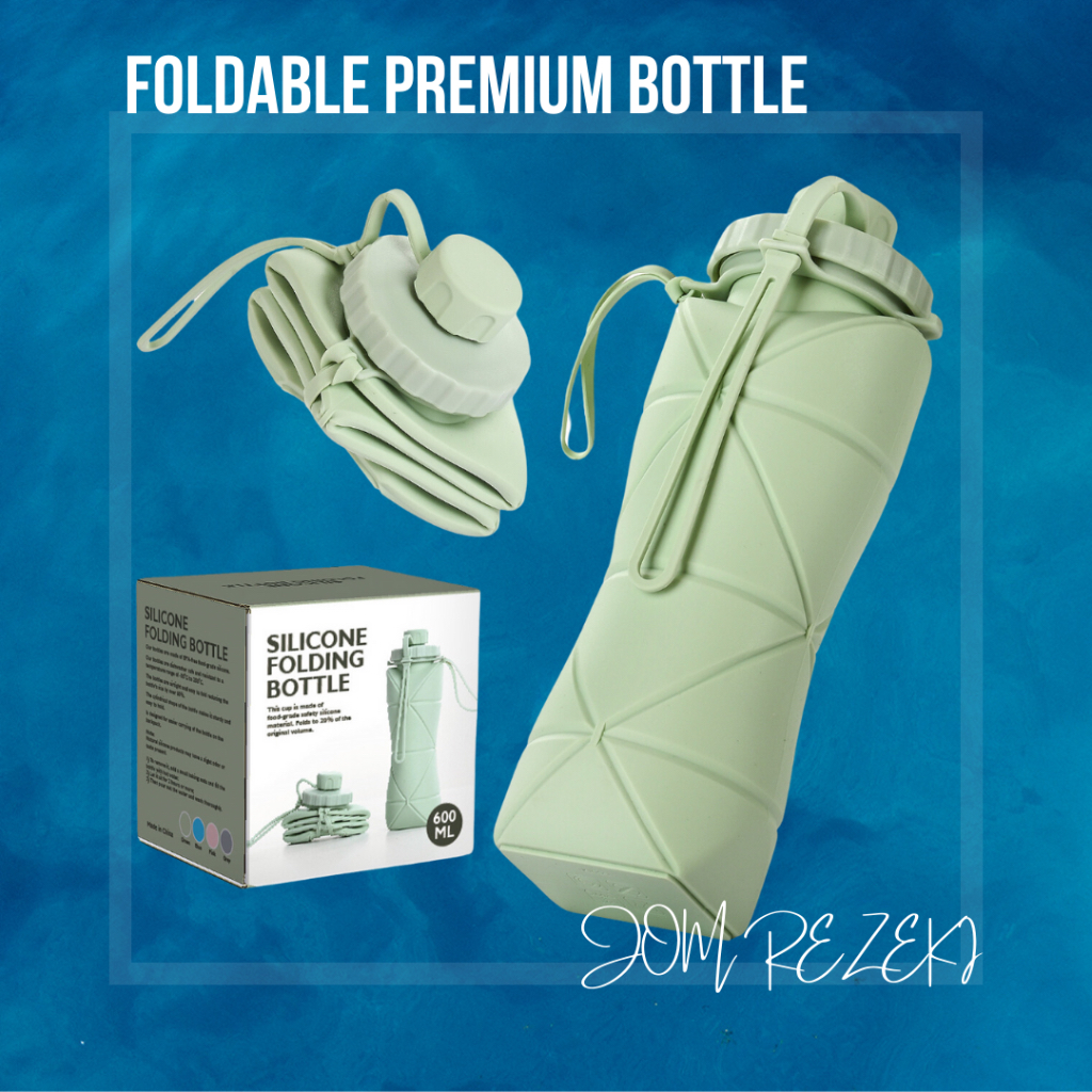 JOM Foldable Water Bottle Premium Silicone Portable Reusable BPA Free Large Capacity Travel Gym ...