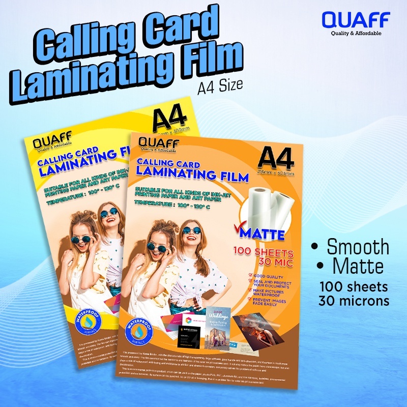 QUAFF Calling Card Film 30 Micron Hot Lamination Process 100 Sheets ...