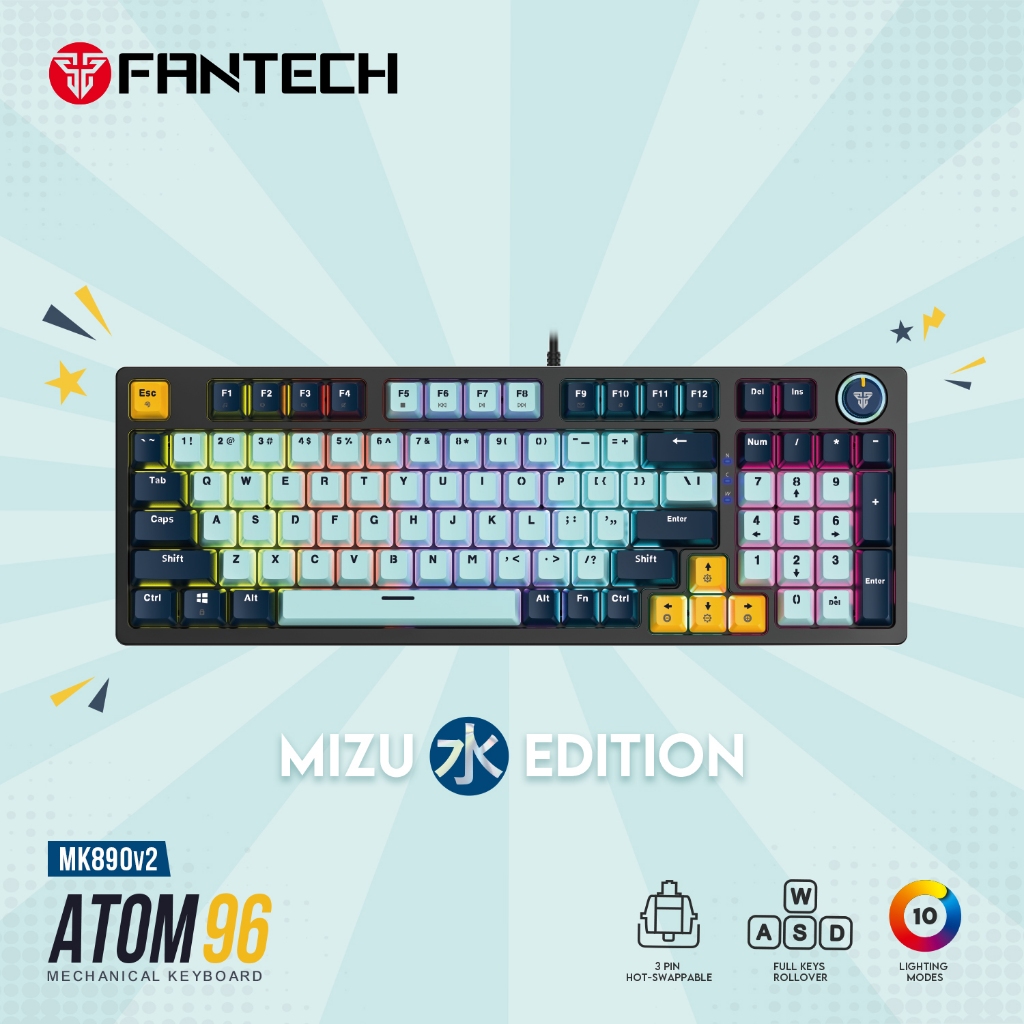 Fantech ATOM Mizu Series Gaming Mechanical Keyboard 60% 75% 95% ATOM 63 81 96 Hotswappable 3 Pin ...