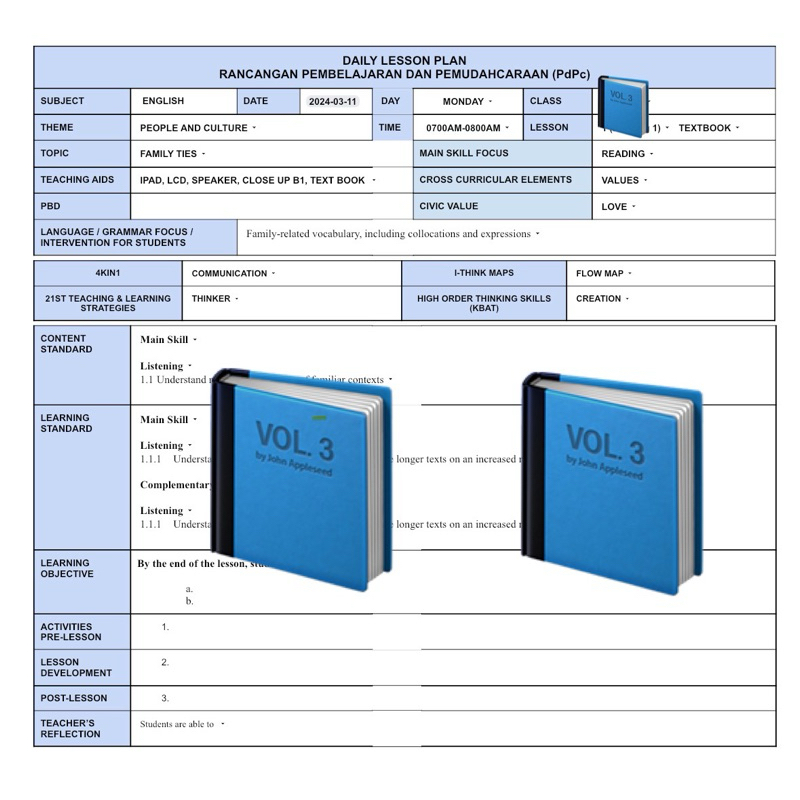 ENGLISH RPH TEMPLATE | Shopee Malaysia