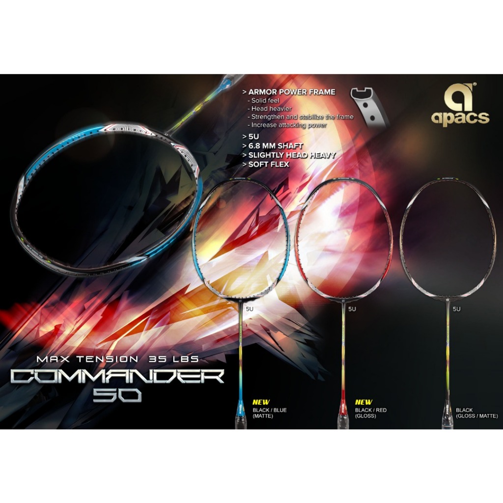 Apacs Commander 50【FRAME OR INSTALL STRING 4-knot+Overgrip】(ORIGINAL ...