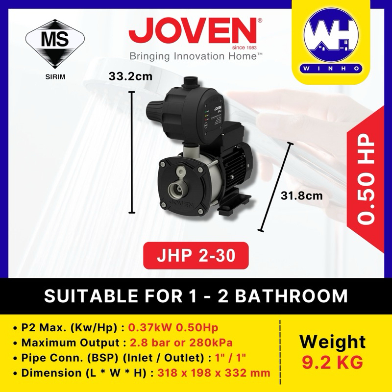 [SHIPPED WITHIN 24 HOUR] JOVEN JHP2-30 JHP3-40 JHP4-40 JHP4-50 JHP4-60 Auto Domestic Water Pump ...