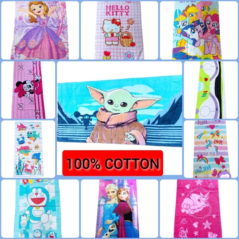 TUALA KARTUN 100% Cotton 60cmx120cm (READY STOCK) Baby Shark Spiderman ...