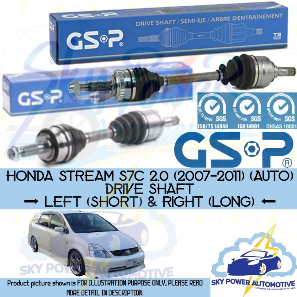 HONDA STREAM S7C 2.0 (AUTO) (2007-2011) GSP DRIVE SHAFT (LEFT & RIGHT ...