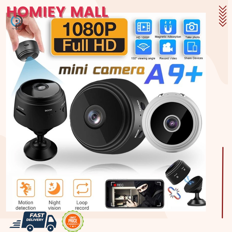 CCTV Mini A9 Camera Full HD 1080P App 150 Degree Viewing Angle Wireless ...