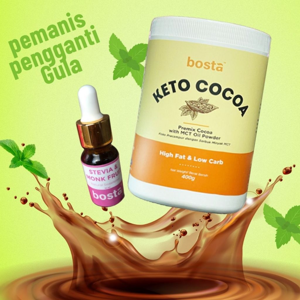 Keto Cocoa with Sweetener Bosta Sweetdrop| Minuman Keto Coco bersama ...