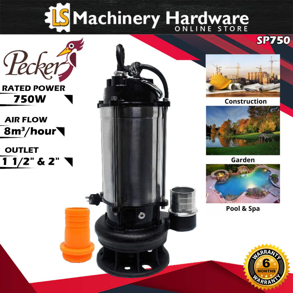 PECKER SP750 750Watt Sewage Submersible Pump with Stainless Steel Body ...