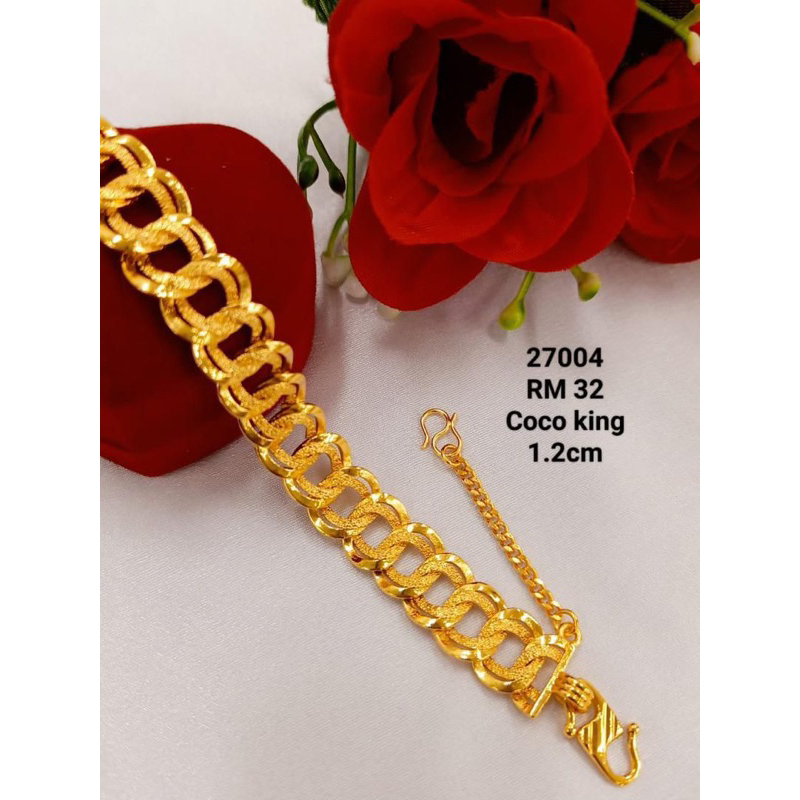 gelang coco king lebar 1.2cm emas sadur premium cop 916 | Shopee Malaysia