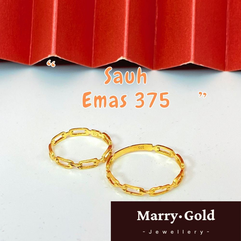 Ready Stock Cincin Emas 375 Paper Clip Minimalist Sauh Gold Ring 9K ...
