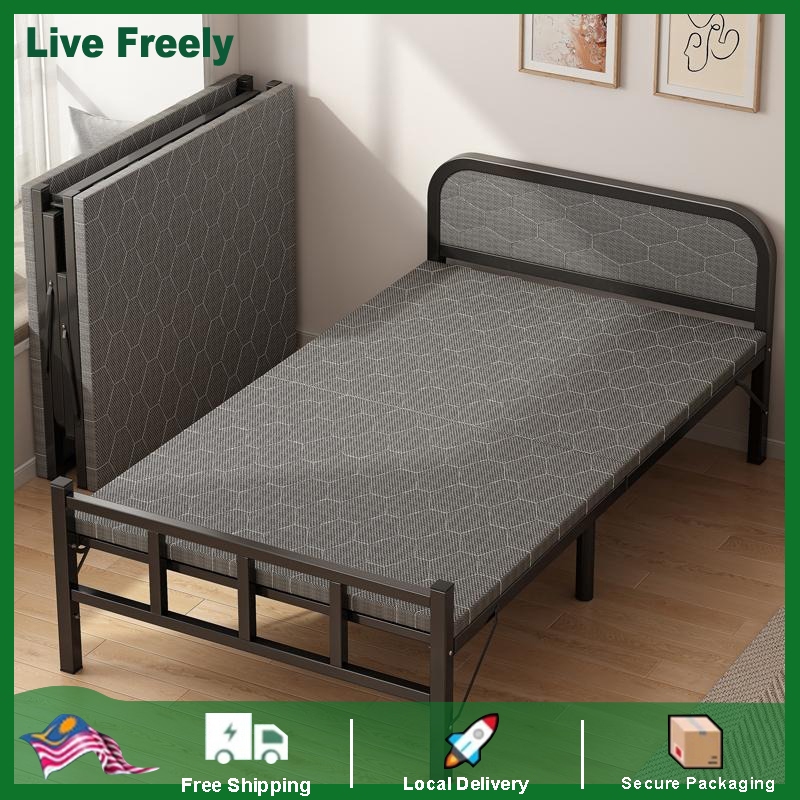 Foldable Bed Frame Katil Lipat Katil Single Katil Bujang Office Bedroom ...