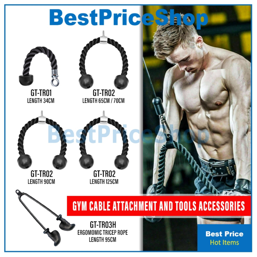 BPS High Grade Single/Double Pull Biceps Tricep Rope Gym Accessories ...