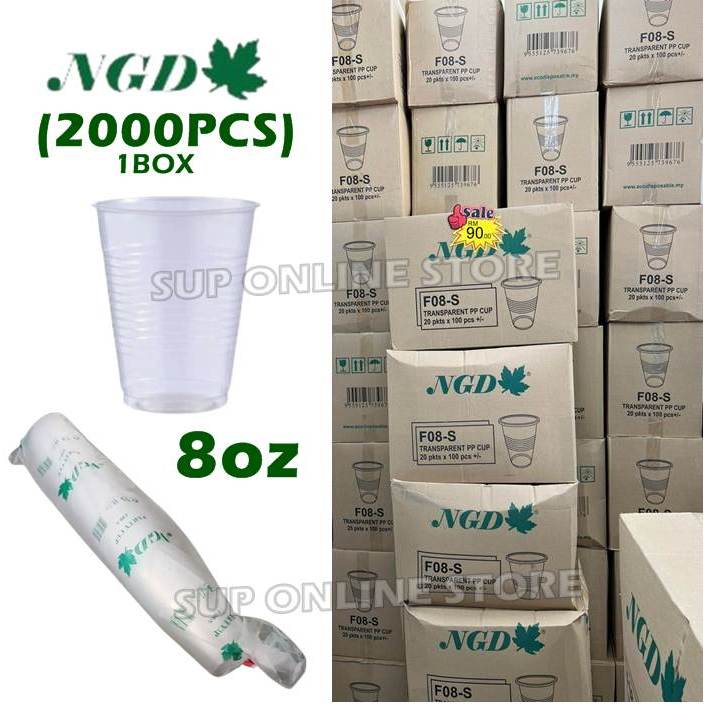 (2000pcs) 8oz Transparent Plastic Cup (1Box) / Cawan Plastik & Penutup ...