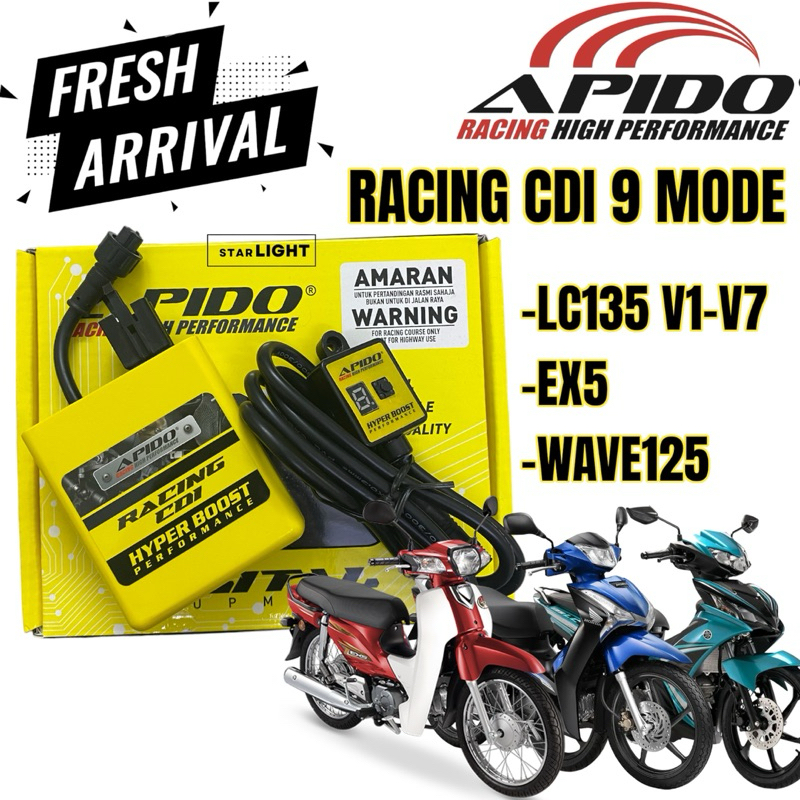 APIDO 9 MODE RACING CDI UNIT HYPER BOOST PNP EX5 DREAM LC135 V1-V7 ...