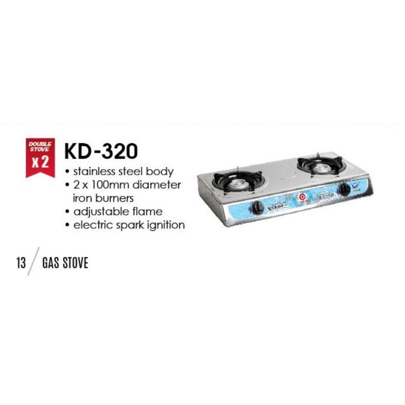 Dekka 2 Burner Stainless Steel Gas Stove | Dapur Gas KD-320 | Shopee Malaysia
