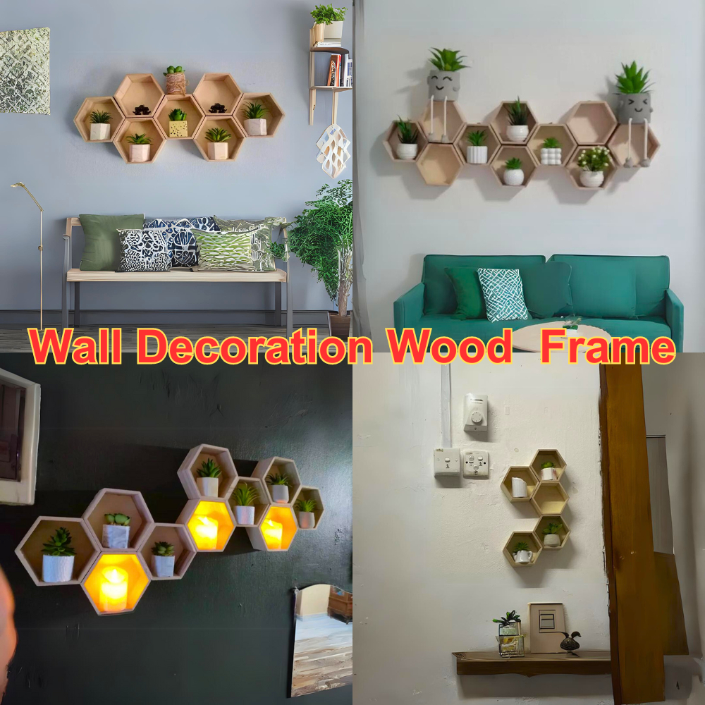Wall Decoration Wood Frame/ Kayu Hexagon Hiasan Dinding (11x11x5cm ...