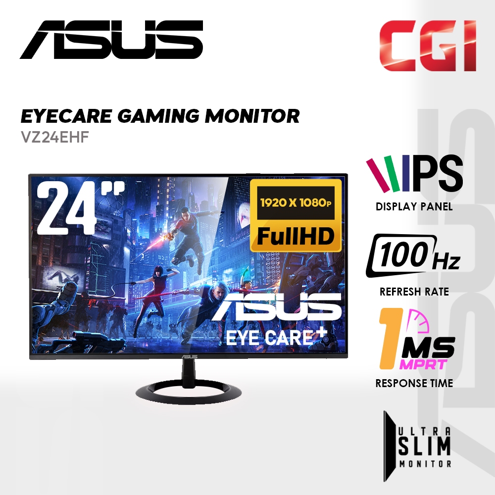 Asus 23.8" VZ24EHF IPS FHD Adaptive Sync 100Hz 1ms Ultra Slim Eye Care ...
