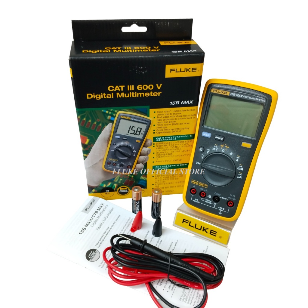 Fluke 15B MAX-01/MAX-02/MAX-KIT Economical Digital Multimeter; Voltage: 6000-count reading ...