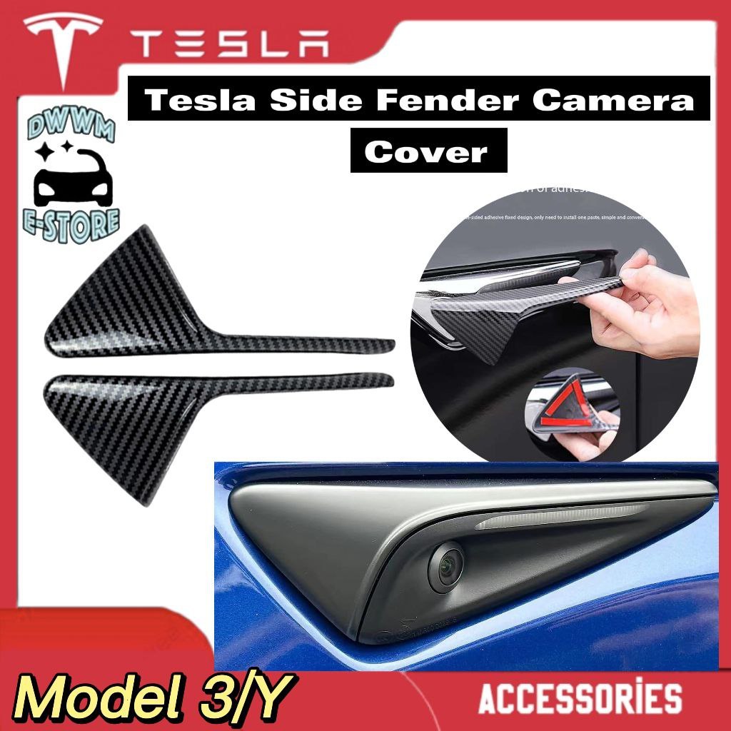 2Pcs HW4.0 Tesla Side Fender Camera Cover Trim Protector For Model 3 Y ...