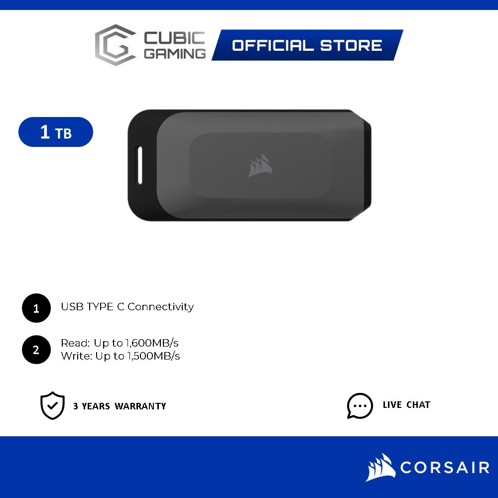 Corsair EX100U 1TB/2TB/4TB Portable SSD Solid State USB Type-C Storage ...