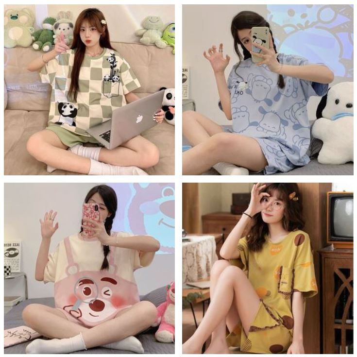 MSSP PLUS Size M-5XL (Up to 125kg) Milk Silk Short Sleeve Pyjamas (Shirt+Pants) Baju Tidur ...