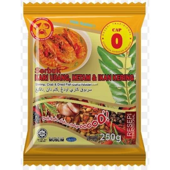 CAP O Serbuk Kari udang, Ketam & Ikan Kering Curry Powder Prawn, Crab ...