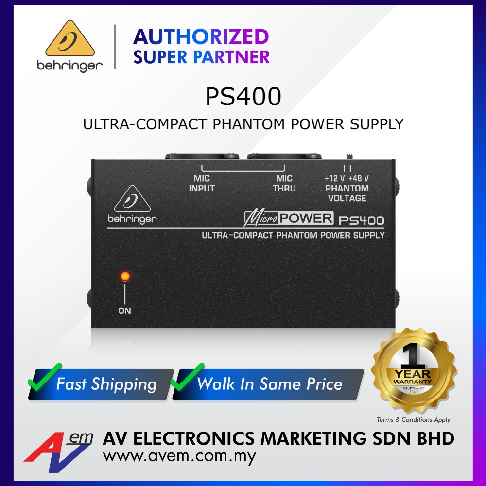 BEHRINGER MICROPOWER PS400 Ultra-Compact Phantom Power Supply | Shopee ...
