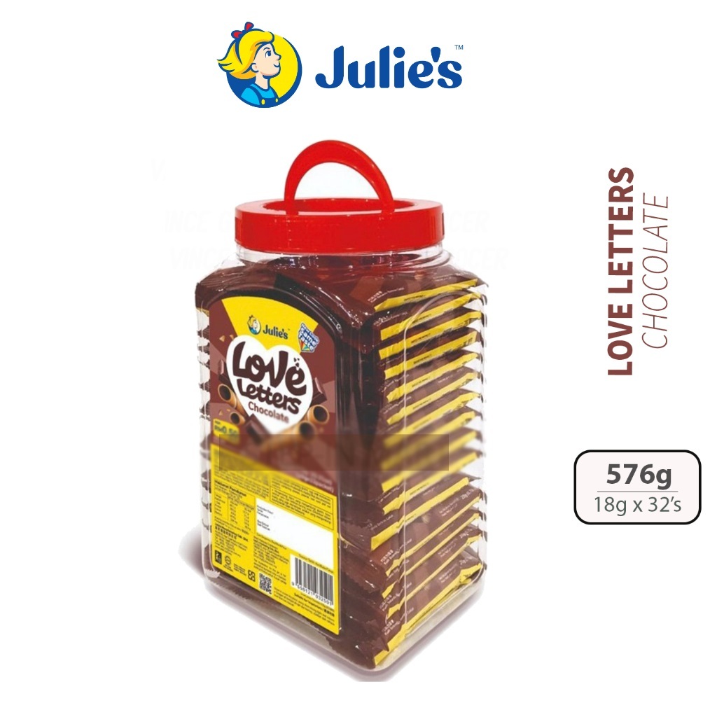 JULIE'S LOVE LETTER CHOCOLATE JAR 576G (32PCS X 18G) COKLAT WAFER STICK ...