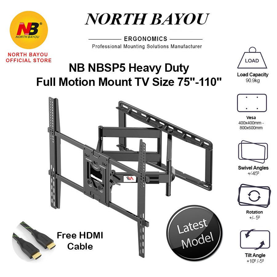 NB SP5 Cantilever Heavy Duty Bracket for TV Size 75" - 110" | Shopee ...