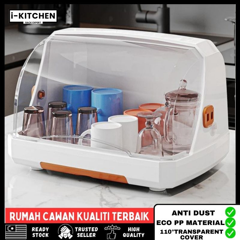 i-KITCHEN】CUP STORAGE BOX TRANSPARENT CUP ORGANIZER DISH RACK WITH ...