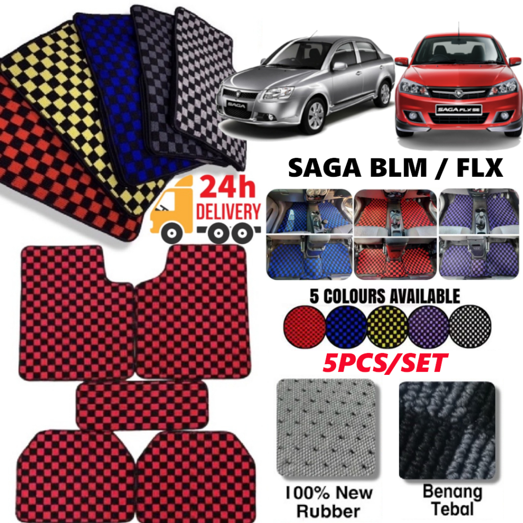 (THAI STYLE) Saga BLM FLX Full Set 5PCS Car Carpet Floor Mat Karpet ...